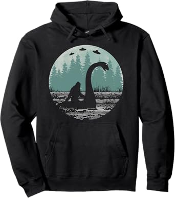 Amazon.com: Bigfoot Riding Loch Ness Monster Nessie Funny Sasquatch Ufo Pullover Hoodie ...
